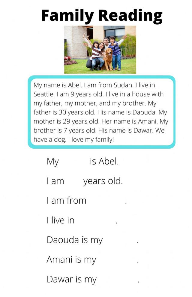 Family Reading activity | Quizalize