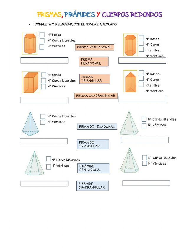 Ejercicio de Prismas, pirámides y cuerpos redondos | Quizalize