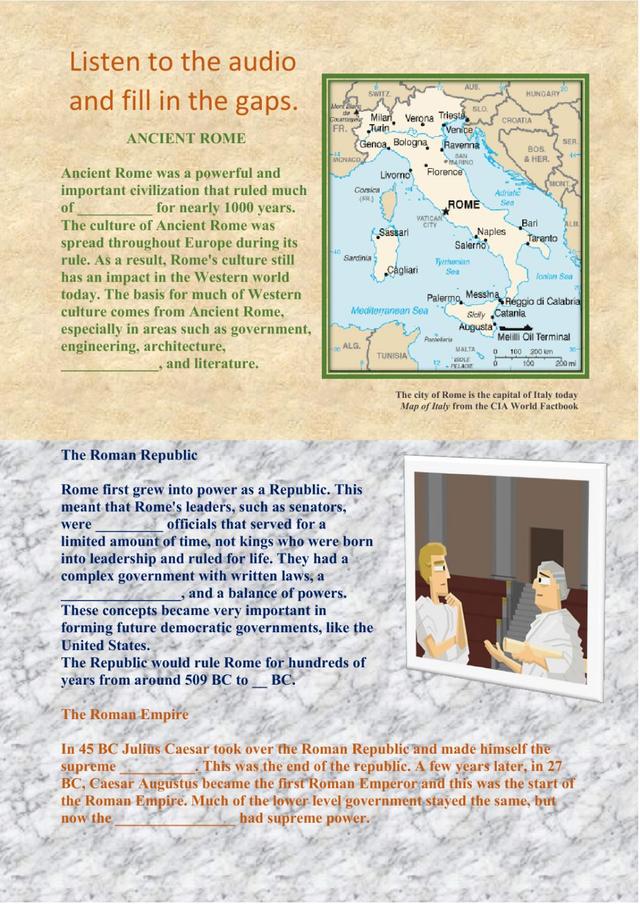 Ancient Rome Reading worksheet | Quizalize